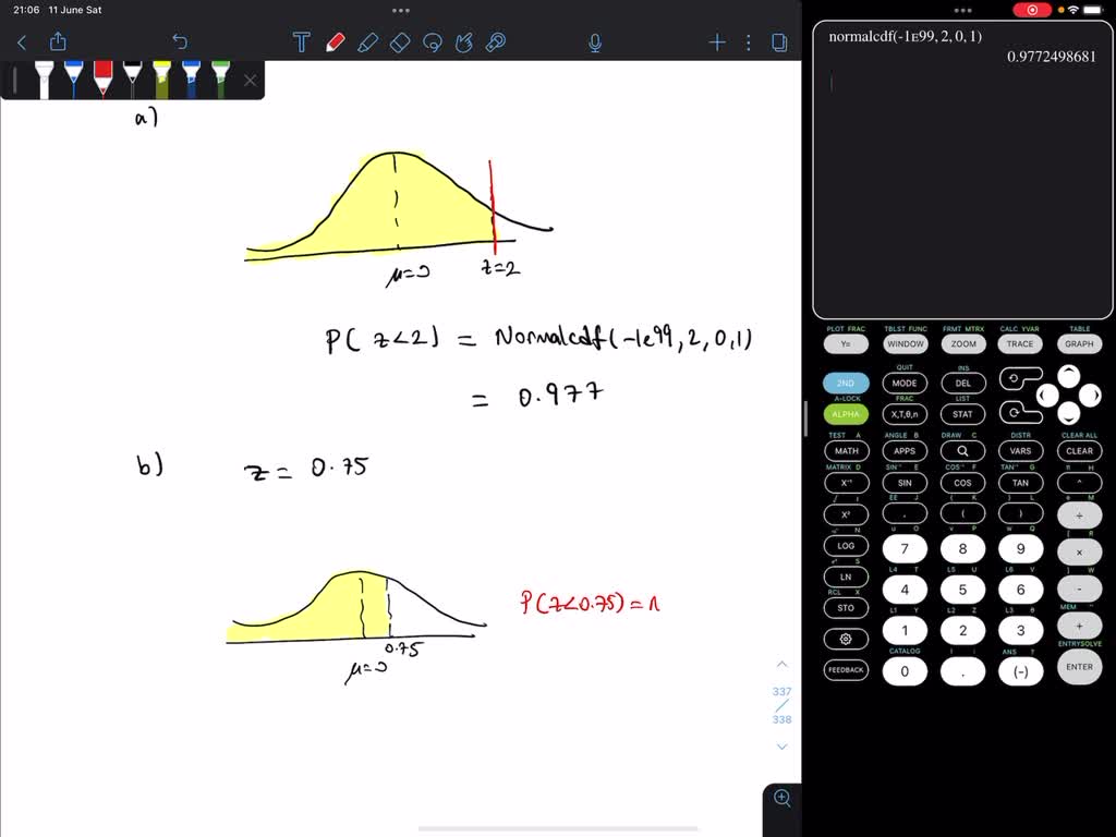 SOLVED: 5. Draw vertical line through a normal distribution for each of ...
