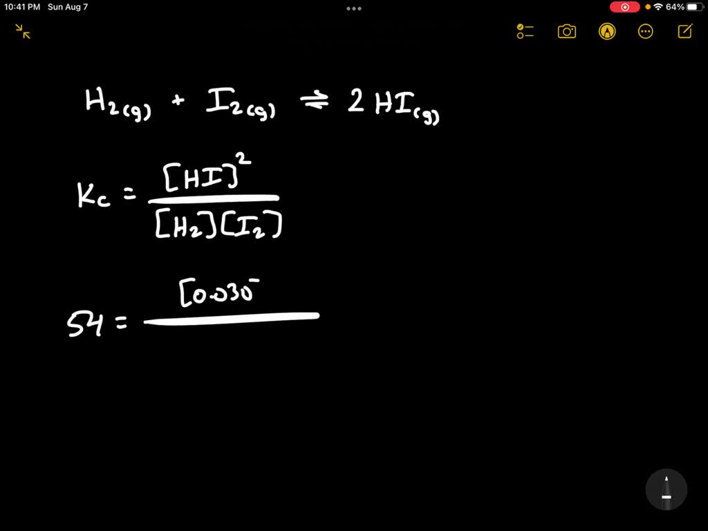 SOLVED: The equilibrium constant for the reaction, H2(g) + I2(g) 2HI(g ...