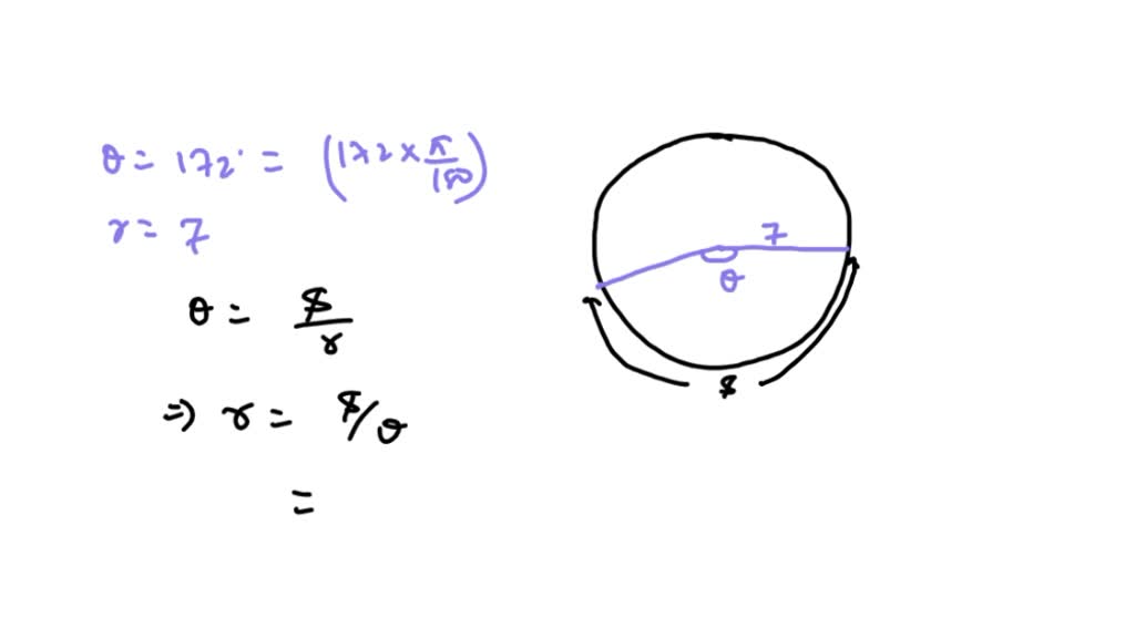 SOLVED: ( 1 point) In a circle of radius 7 , the length of the arc that ...