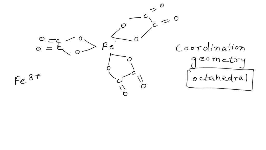 SOLVED: Draw the structure of the iron oxalate complex [Fe(C2O4)3]^3 ...