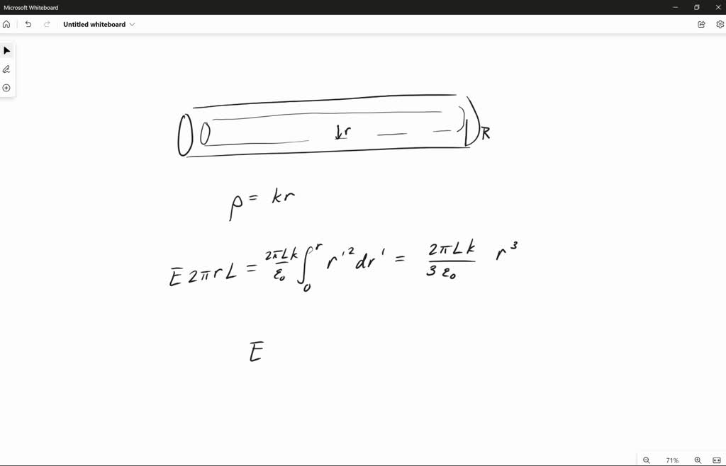 SOLVED: (10- pts) A long cylinder of radius carries a charge density which is proportional to ...