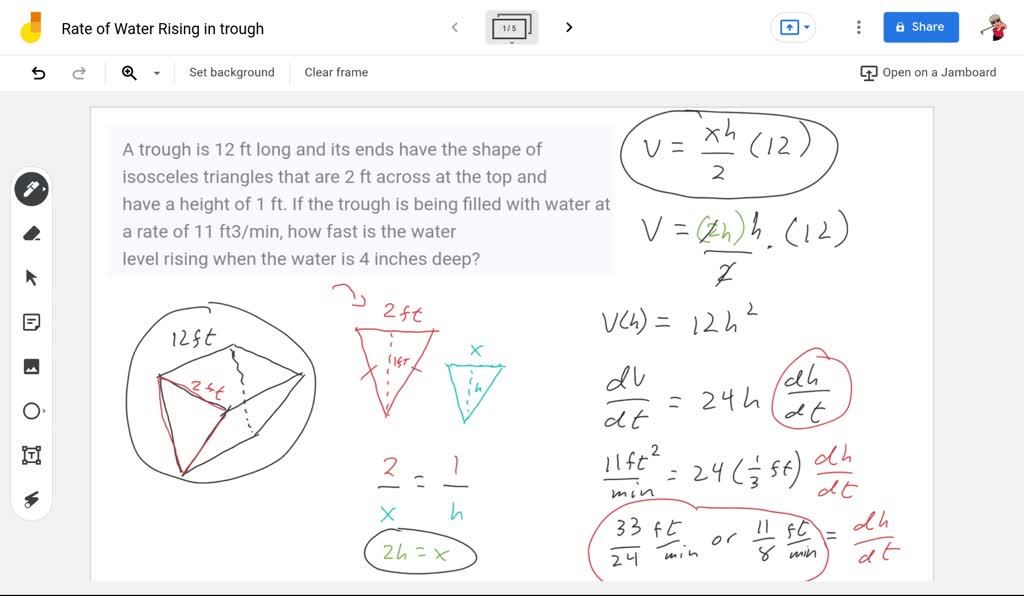 SOLVED: A trough is 12 ft long and its ends have the shape of isosceles ...