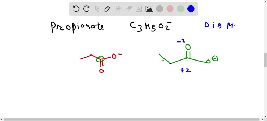 SOLVED: Oxidation number on carbon in propionate C3H5O2-