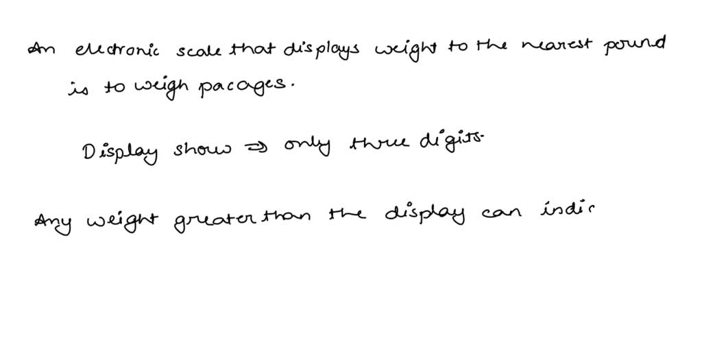 SOLVED: An electronic scale that displays weights to the nearest pound ...
