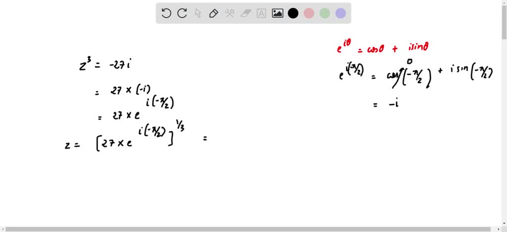 SOLVED: Find all complex numbers z satisfying z^3 = -27i and give your ...