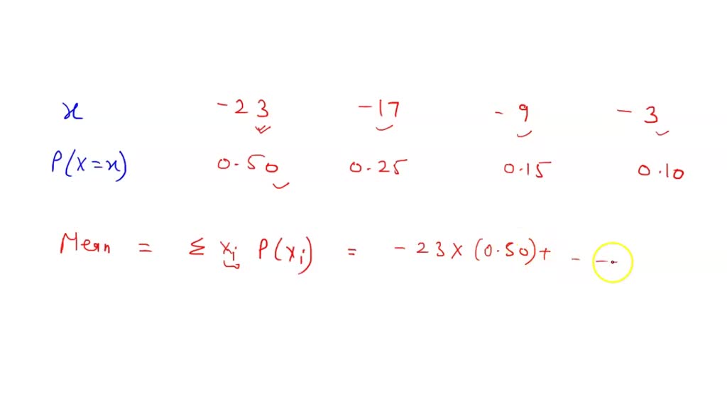 SOLVED: Calculate the mean, the variance, and the standard deviation of ...