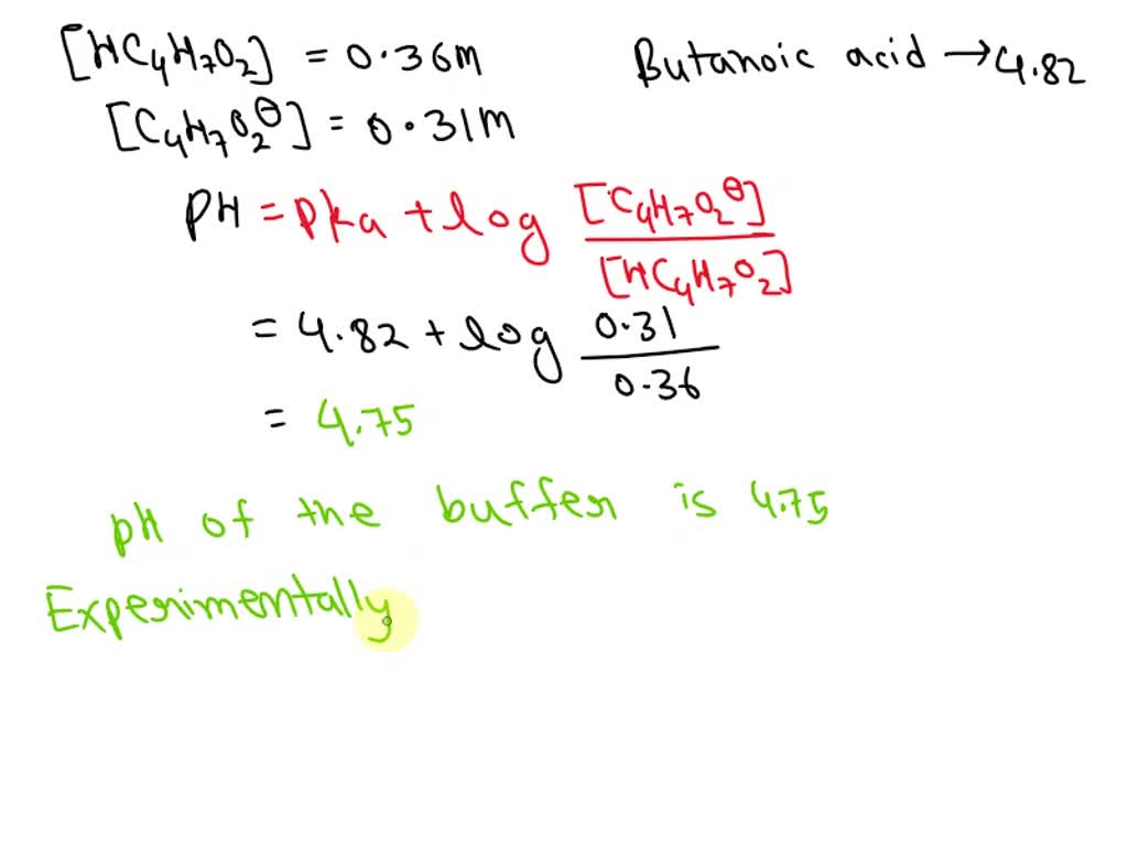 SOLVED: Given the following values, determine the pH. The concentration ...