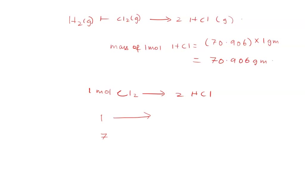 SOLVED: How many liters of HCl(g) measured at STP can be produced from 4.00 g of Cl2 and excess ...