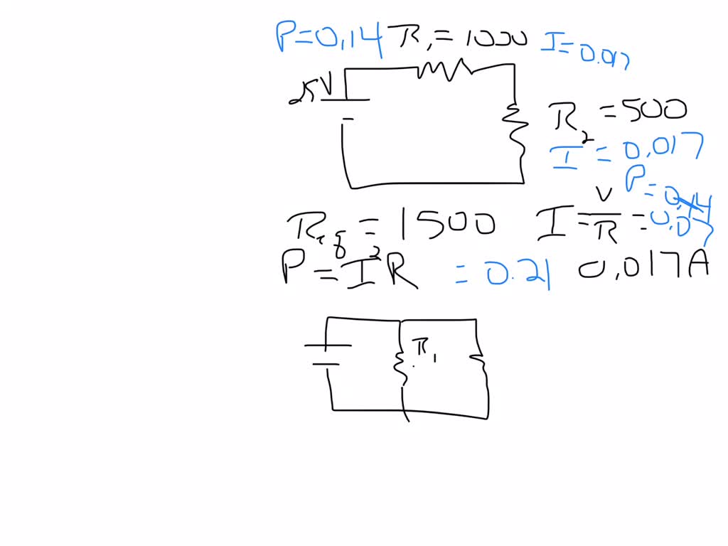 SOLVED: In the circuit below if Voltage = 25V, R1 = 1000ohms and R2 = 500 ohms Calculate: a ...