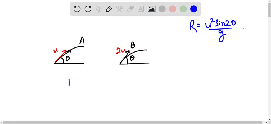 SOLVED: Two projectiles are shot, one with velocity (v1) making and angle (01) with the ...