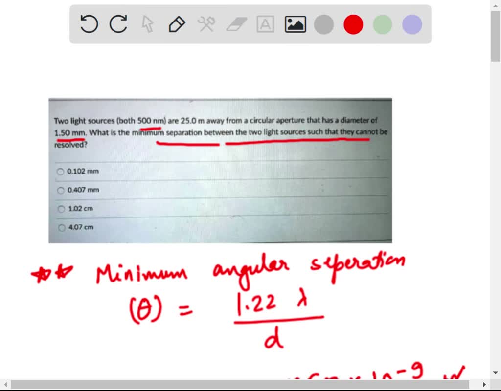 Solved Calculate The Minimum Angular Separation In ˚ Between Two
