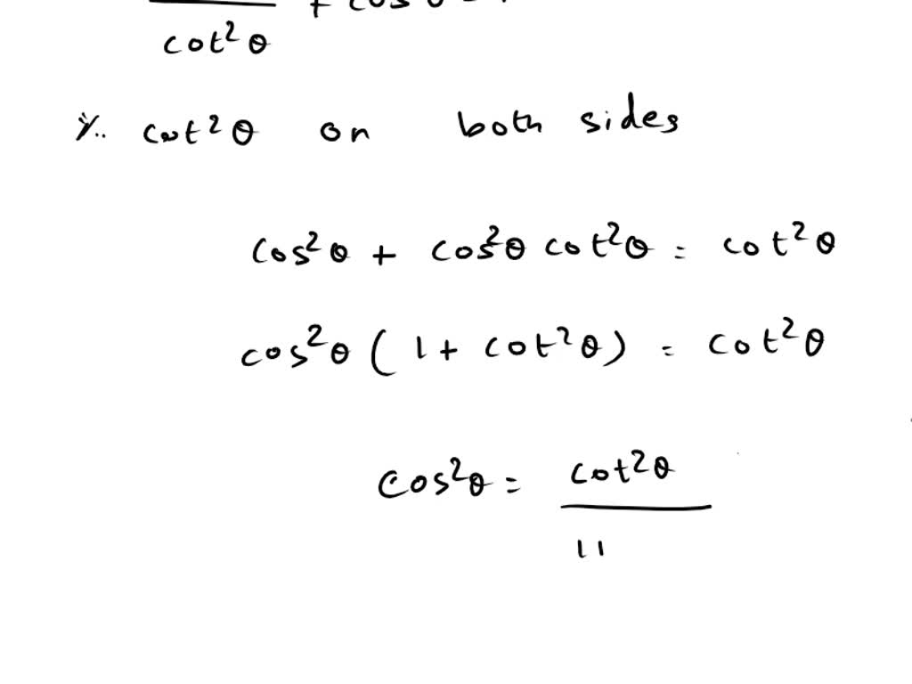 SOLVED: Write the first trigonometric function in terms of the second for θ in the given ...