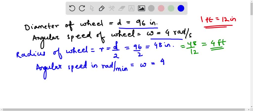 SOLVED: A wheel is rotating at 5 radians/sec, and the wheel has a 52 ...