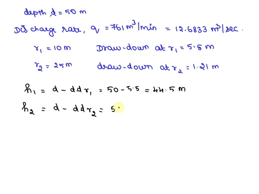 Problem #2: A permeability pumping test was carried out in a confined ...