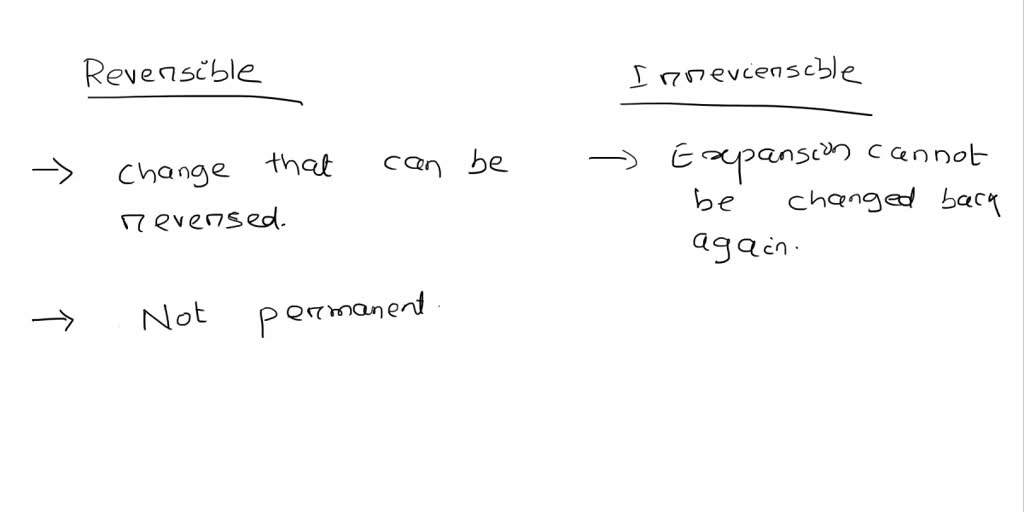 SOLVED: Describe how reversible and irreversible expansions differ by ...