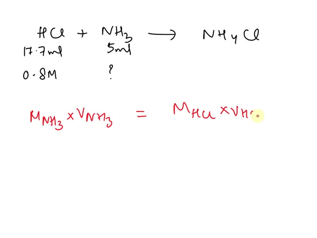 SOLVED: If 18.8 mL of 0.800 M HCl solution are needed to neutralize 5.00 mL of a household ...