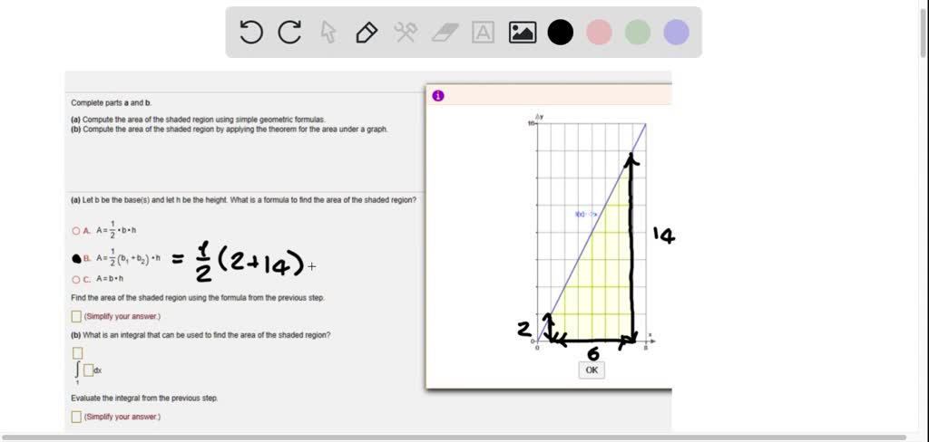 SOLVED: Complete parts and Compute the area of the shaded region using ...