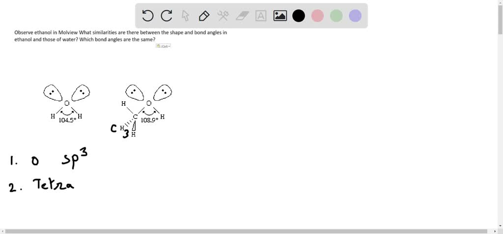 SOLVED: Observe ethanol in Molview. What similarities are there between ...