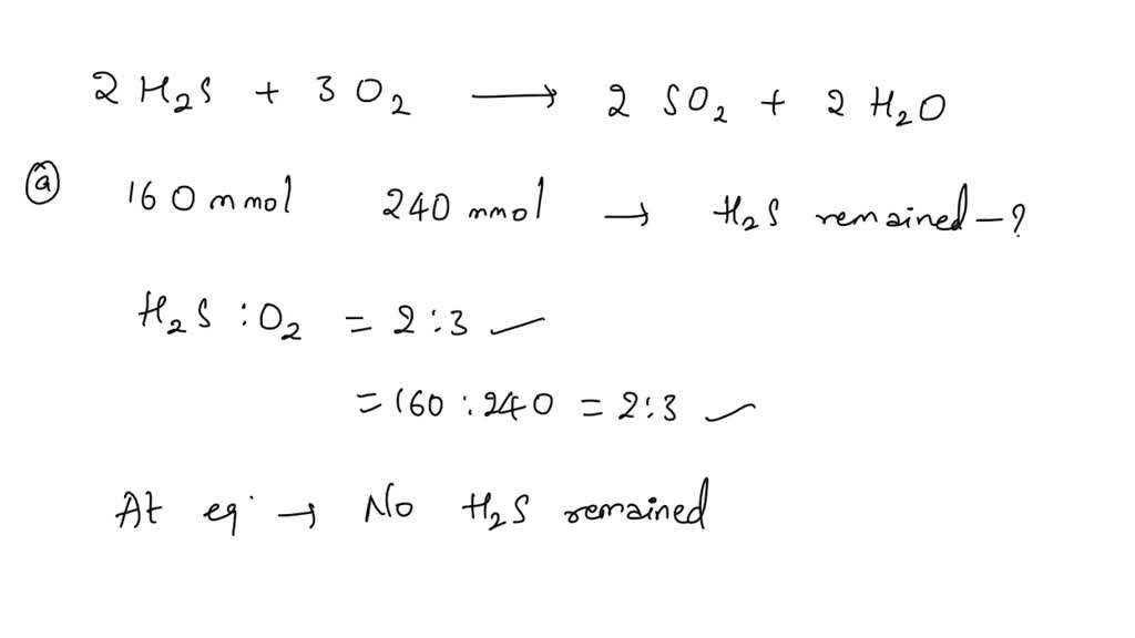 SOLVED: A lake contains high concentrations of hydrogen sulfide (H2S ...