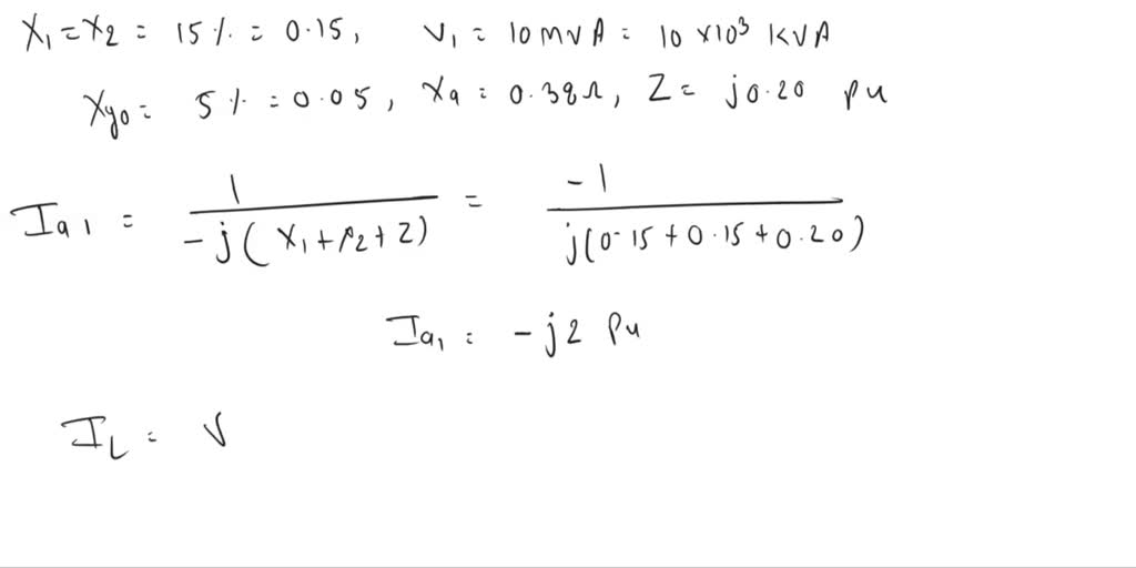 SOLVED: A 10 MVA, 6.9 kV alternator has positive, negative, and zero sequence per unit reactance ...