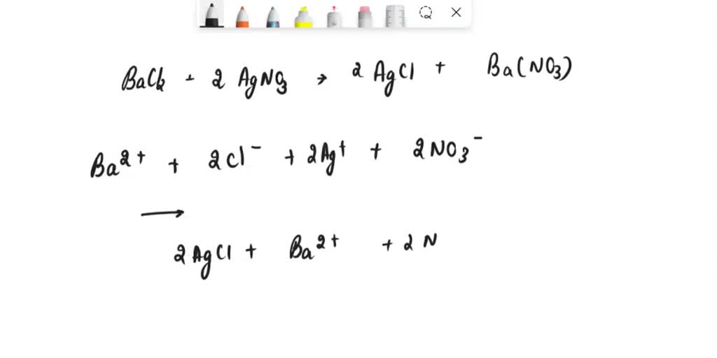Aqueous solutions of barium chloride and silver nitrate are mixed to form silver chloride and ...