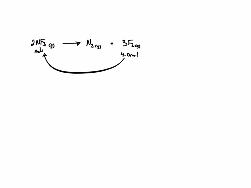 SOLVED: In the reaction 2NF3(g) -› N2(g) + 3F2(g), if 4.0 mol of F2(g ...