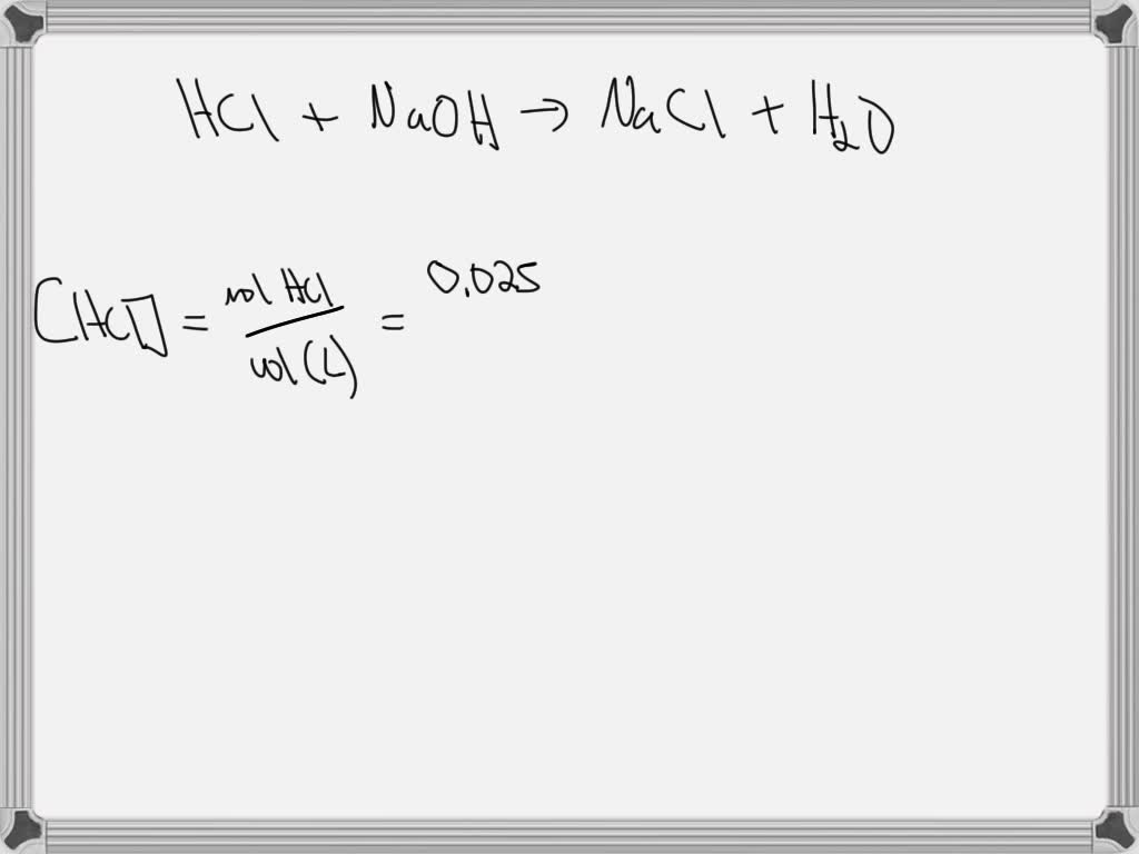 A solution of hydrochloric acid is titrated with standardized sodium hydroxide. If a 10.0 mL ...