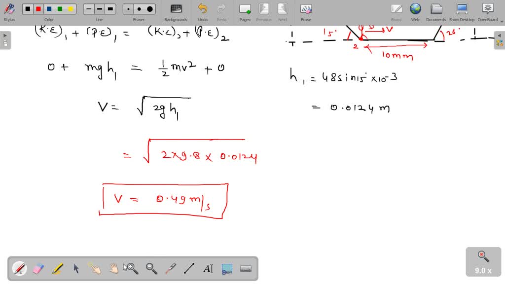 SOLVED: A snowboarder glides down a 48-mm-long, 15 degrees hill. She ...