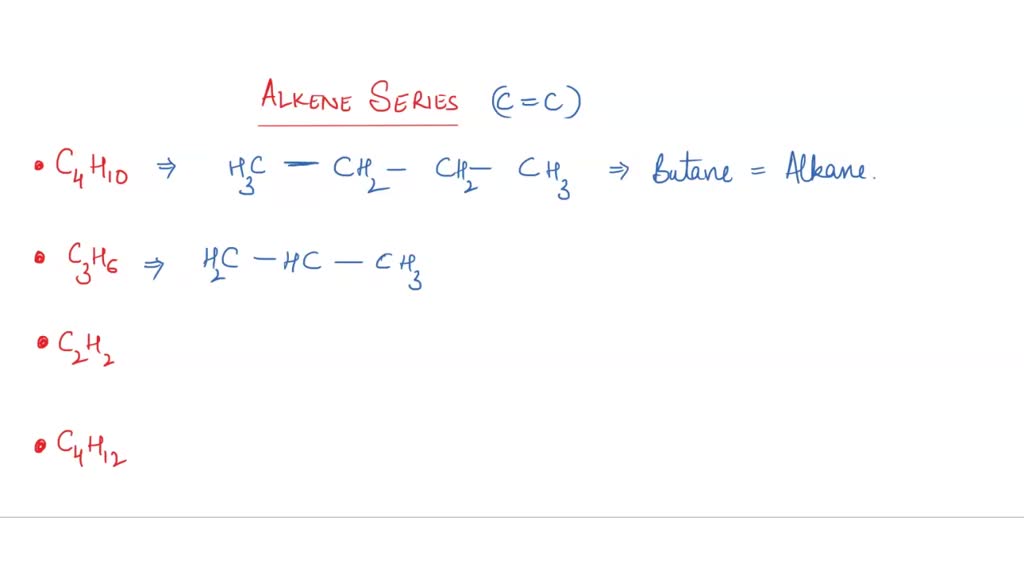 SOLVED: Which hydrocarbon is a member of the alkene series? * C4H10 ...