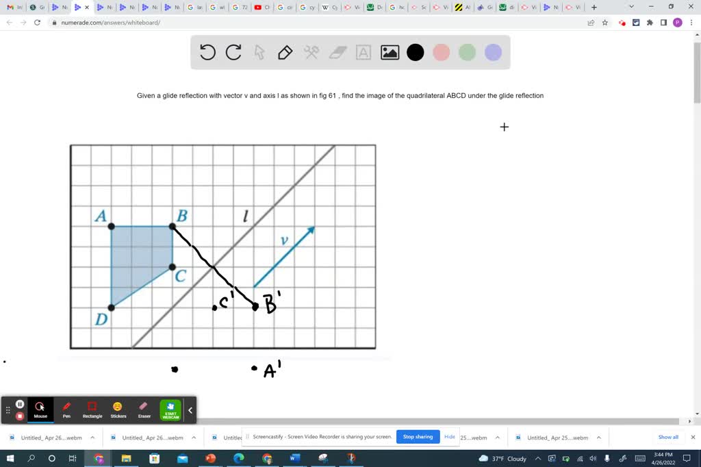 SOLVED: Given a glide reflection with vector v and axis l as shown in Fig. 61 , find the image ...