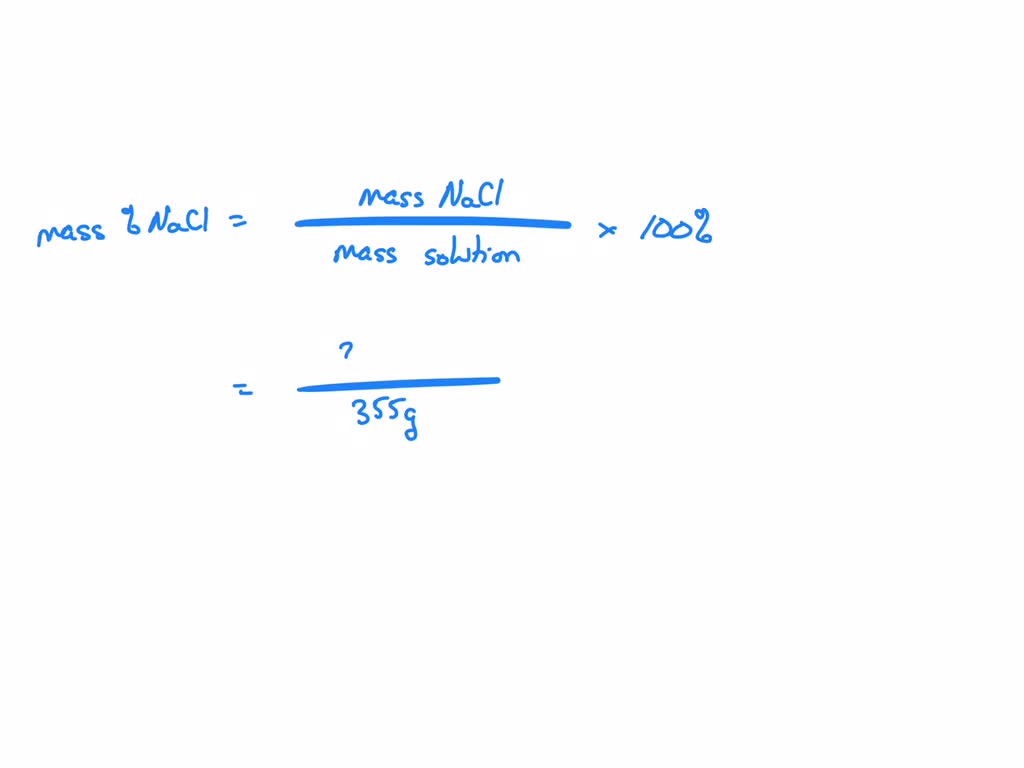 A 55.1 g sample of a saline solution contains 3.65 g of NaCl. What is ...