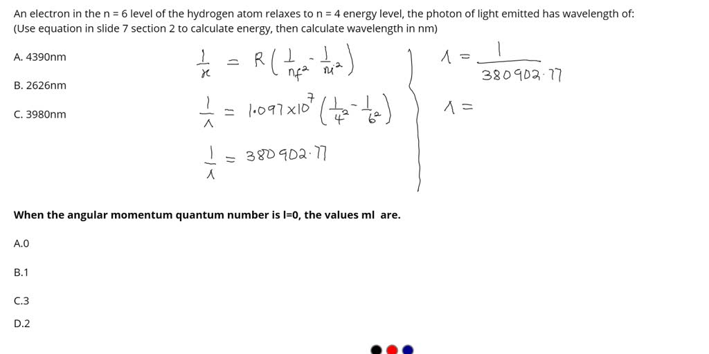 SOLVED: An electron in the n = 6 level of the hydrogen atom relaxes to ...