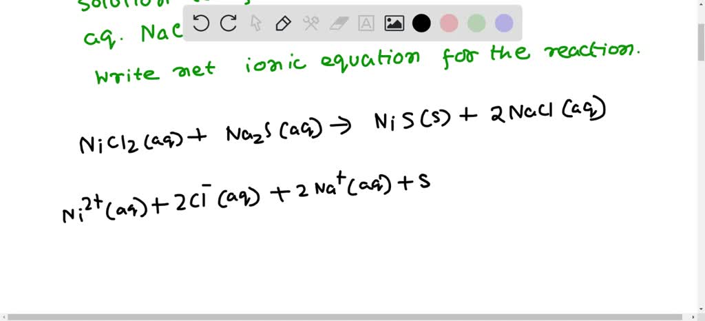 SOLVED: Write the balanced NET ionic equation for the reaction when aqueous NiCl₂ and aqueous ...
