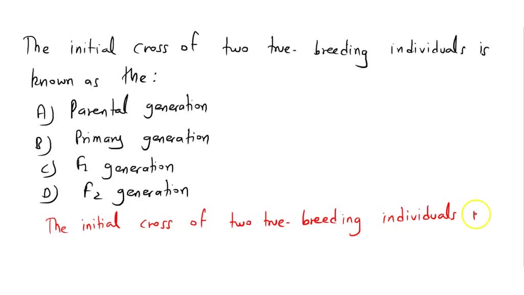 SOLVED: True-breeding parent individuals that are used to create an F1 ...