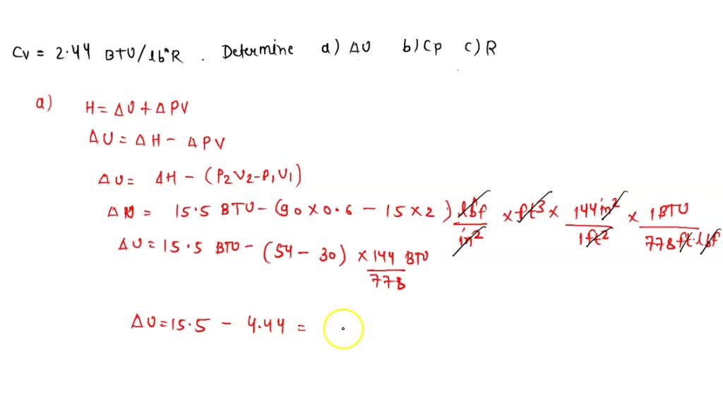 SOLVED A Gas Initially At 15 Psia And 2 Ft3 Undergoes A Process To 90