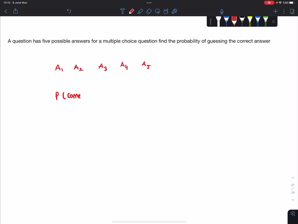 SOLVED: A question has five possible answers for a multiple choice ...