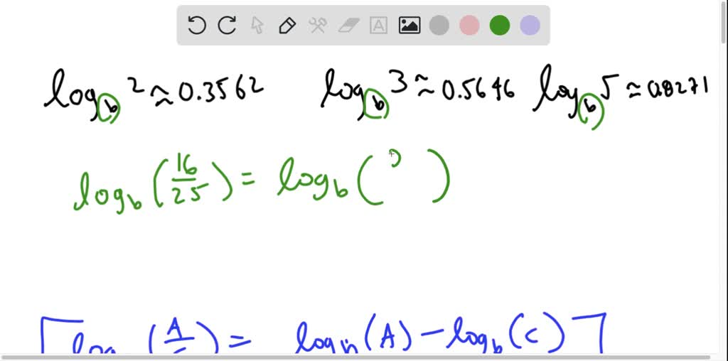 SOLVED: Approximate the logarithm using the properties of logarithms ...
