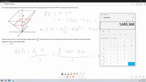 an inverted pyramid shaped tank with square cross section shown in the ...