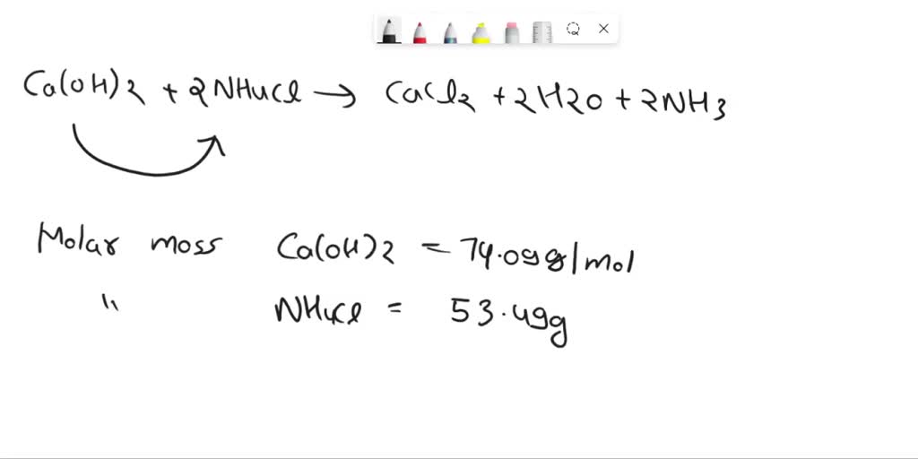SOLVED: Ammonium chloride reacts with calcium hydroxide calculate The ...