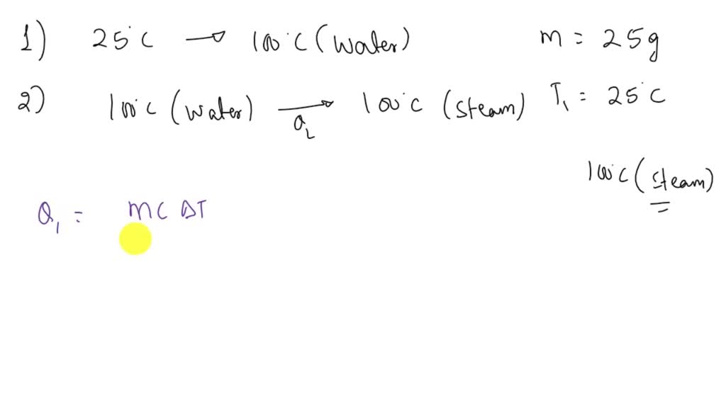 SOLVED: Determine the number of calories needed to change 25 g of water at 25 °C into steam at ...