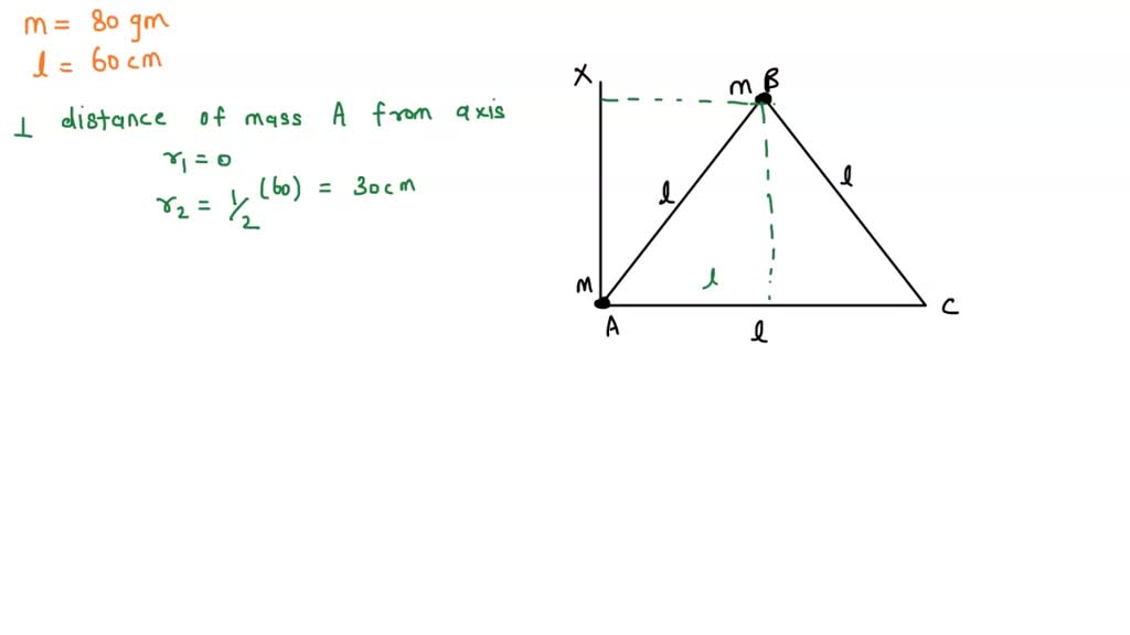 SOLVED: Three particles, each of which has mass of 80 are positioned at ...
