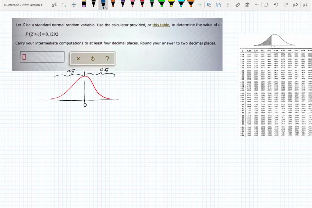 SOLVED: Let Z be a standard normal random variable. Use the calculator provided (or the z-table ...