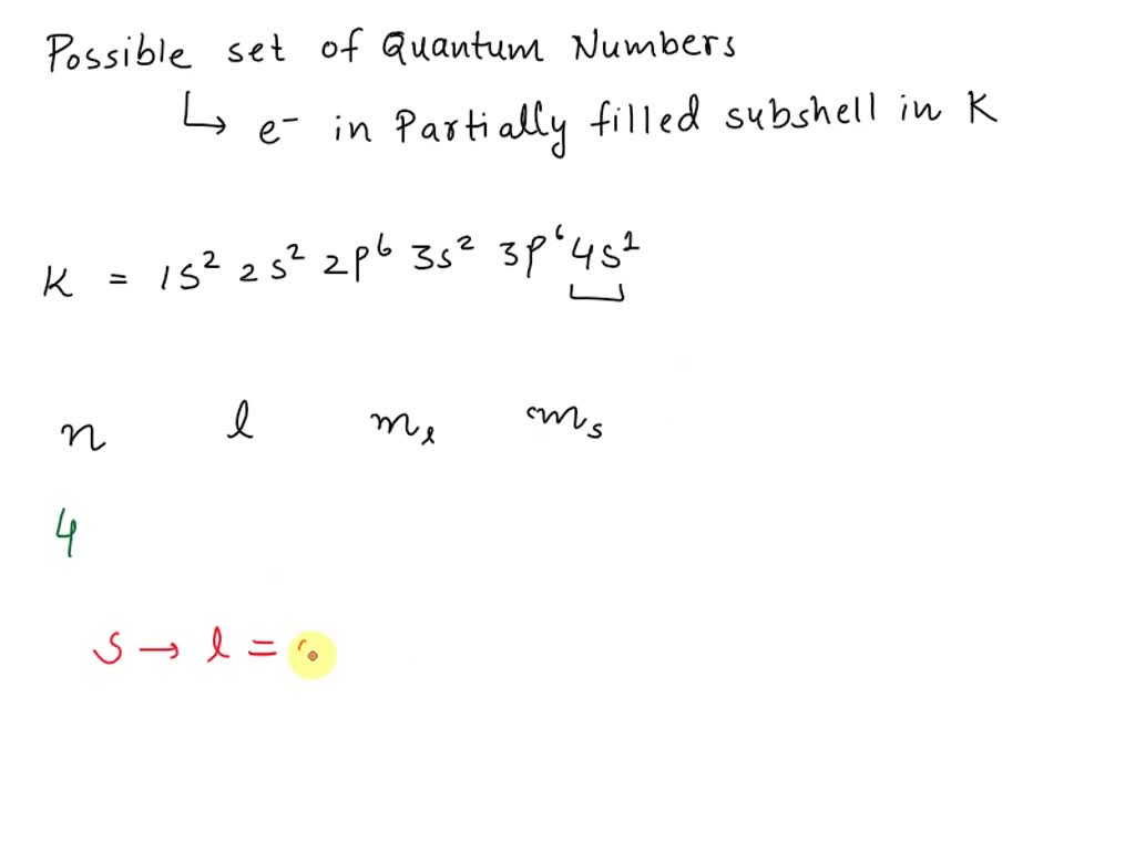 SOLVED: A possible set of quantum numbers for an electron in the ...