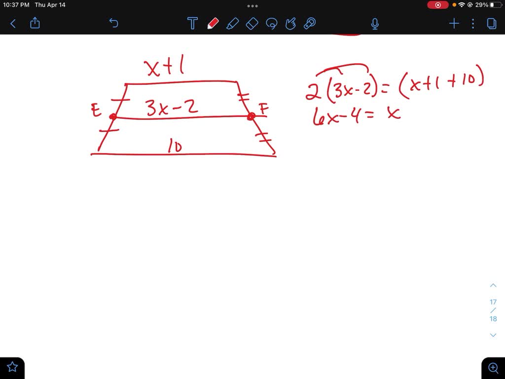 SOLVED: Find EF in each trapezoid. Write the equation and solve showing ...