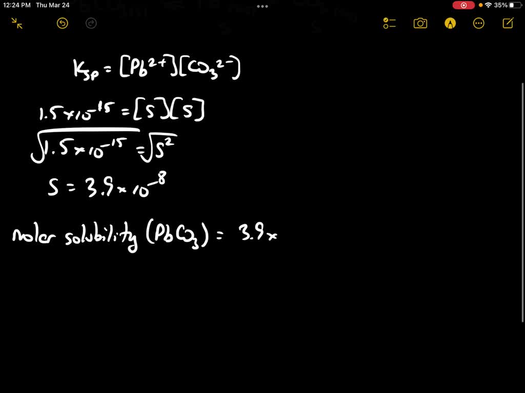 SOLVED: Write the equation for the dissociation of PbCO3 and calculate the solubility in grams ...