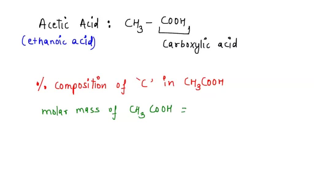 Calculate the percentage composition of CH3COOH (Acetic acid) in chemistry.