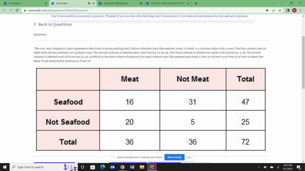 SOLVED: The two-way frequency table represents data from a survey asking mall visitors whether ...