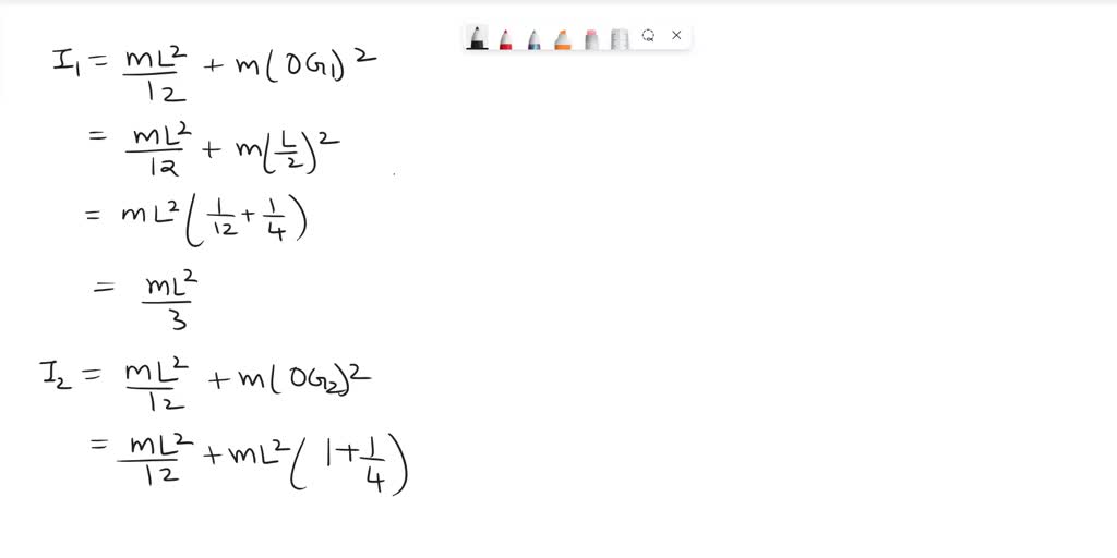 SOLVED: A frame is made of two uniform slender rods, each with the same mass m and length L ...