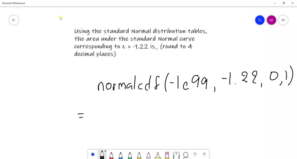 SOLVED: Using the standard Normal distribution tables, the area under ...