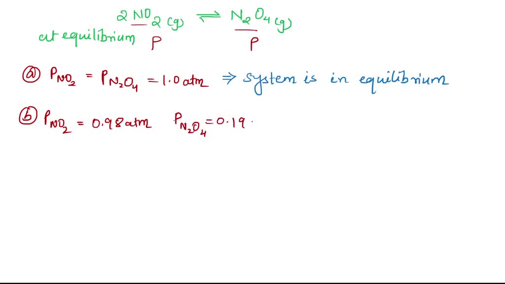SOLVED: Consider the reaction below. 2 NO2(g) N2O4(g) For each of the following mixtures of ...